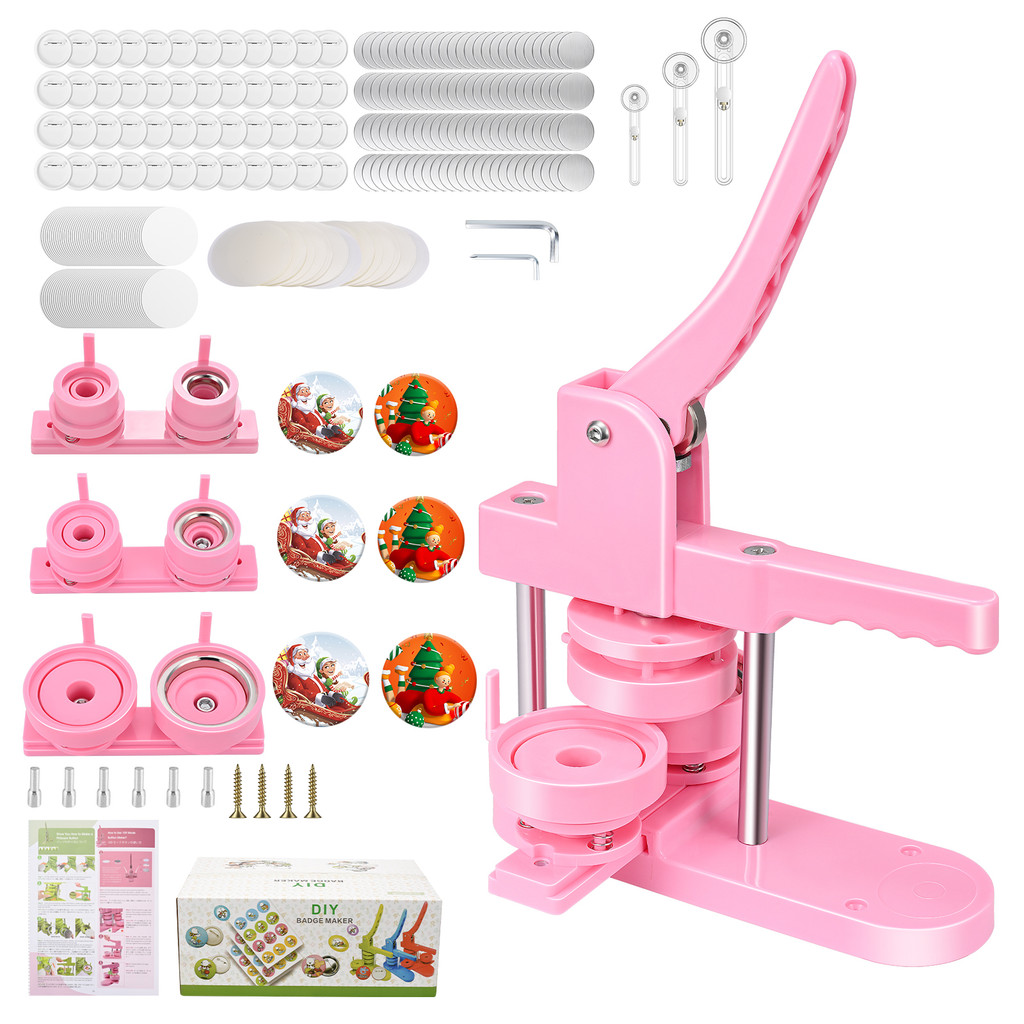 Jual Produk siap stok Push-Pull Pink Button Badge Maker Machine, DIY Pin Button Maker Machine ...