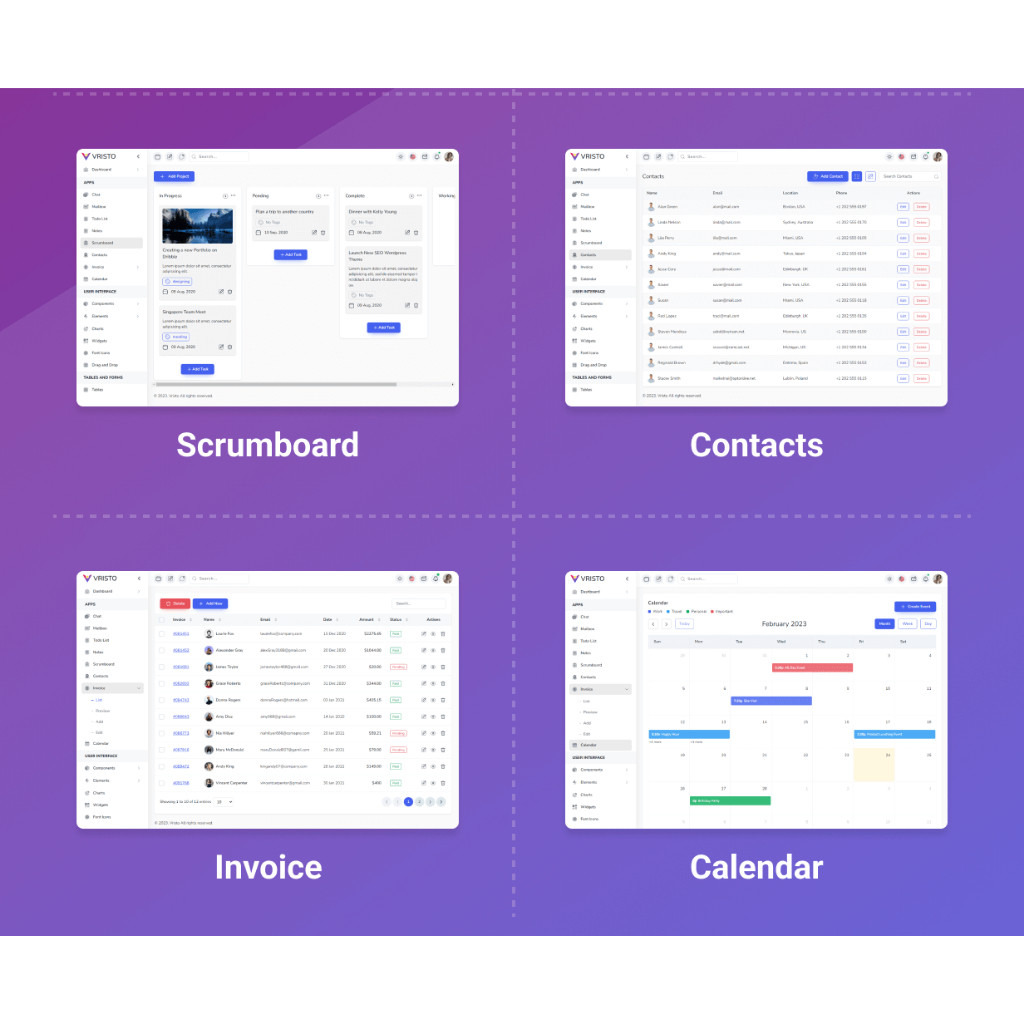 Jual Vristo v1.0 - Tailwind CSS Admin Dashboard (HTML, Laravel, Vue, React, PHP, Codeigniter ...