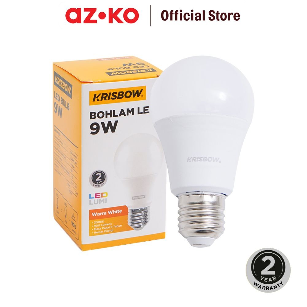 Jual AZKO Krisbow Lumi Bohlam Led 9 watt 900 Lm Warm White - Kuning ...