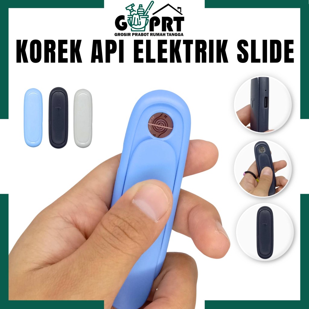 Jual Korek Api Elektrik Slide USB Pemantik Api Putih Biru Hitam Cas ...