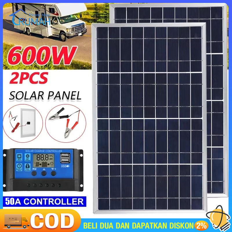 Jual Solar Panel 100W Panel Surya Solar Charge Controller LED Display Solar PWM 12V/24V 10A 20A ...