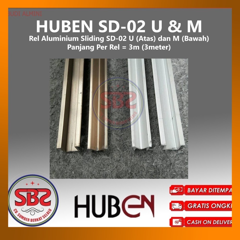 Jual HUBEN Rel Pintu Lemari Geser Alumunium - Sliding Huben SD-02 U&M - Rel U dan Rel M Huben ...