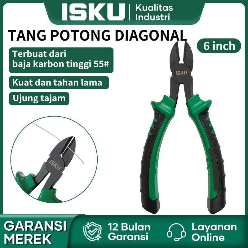 Jual ISKU Tang Potong Diagonal 6 inch Gagang Karet Serbaguna Tang ...