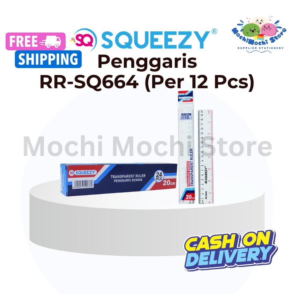 Jual PER 12 PCS Penggaris Plastik Transparan RR-SQ664 | Penggaris ...