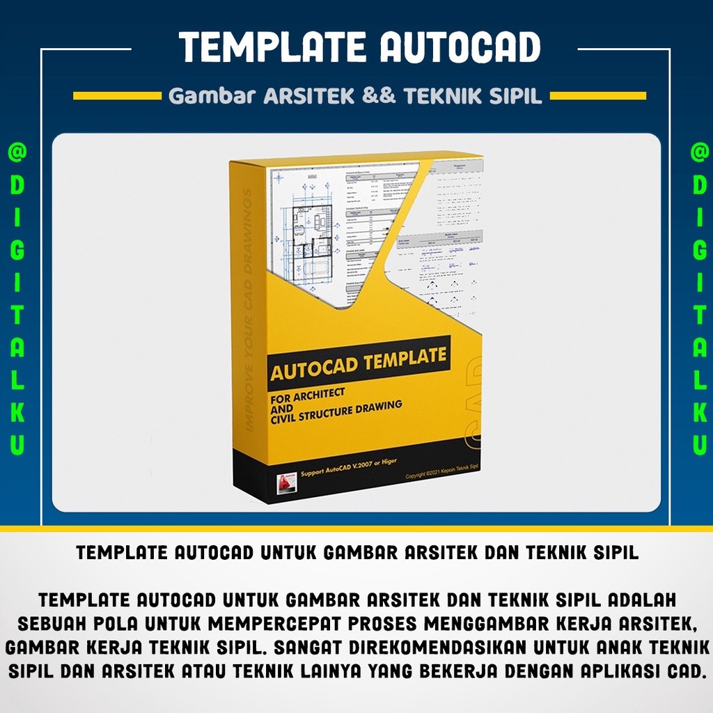 Jual Template AutoCAD untuk Gambar Arsitek dan Teknik Sipil | Shopee ...