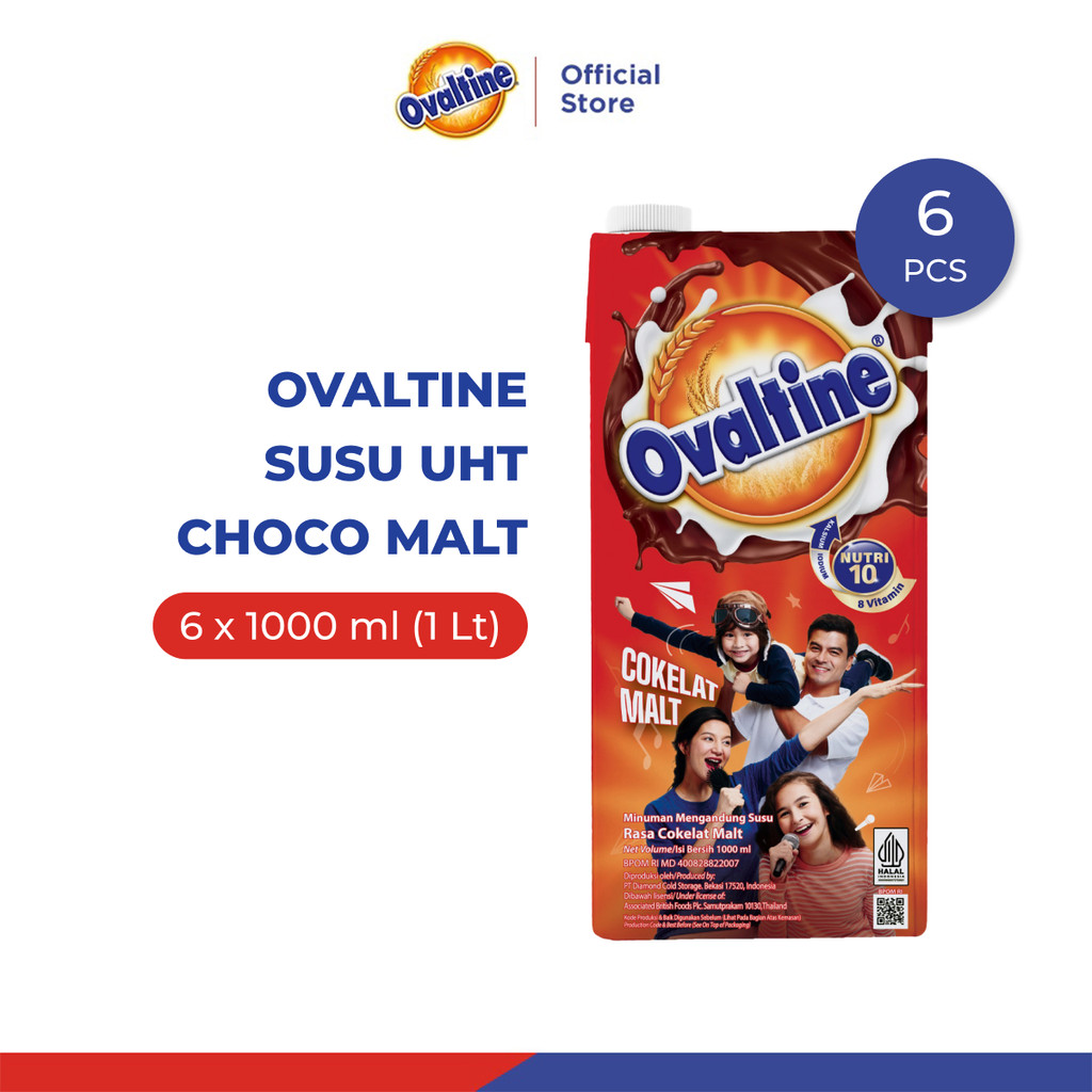 Jual Ovaltine Susu UHT Choco Malt 1L x 6pcs | Shopee Indonesia