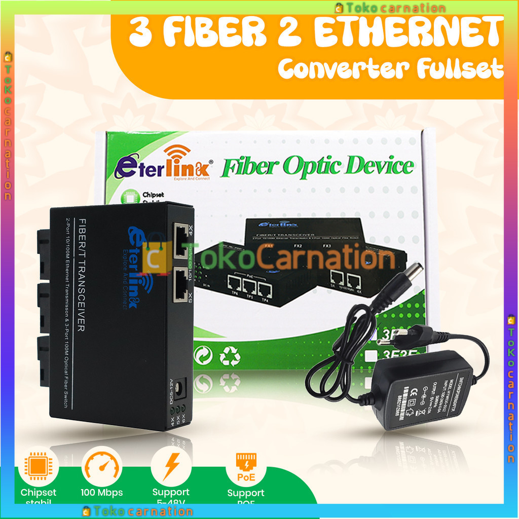 Jual BEST SELLER!!!【SupportPOE】3F2E Fiber Optik Media Converter Single ...