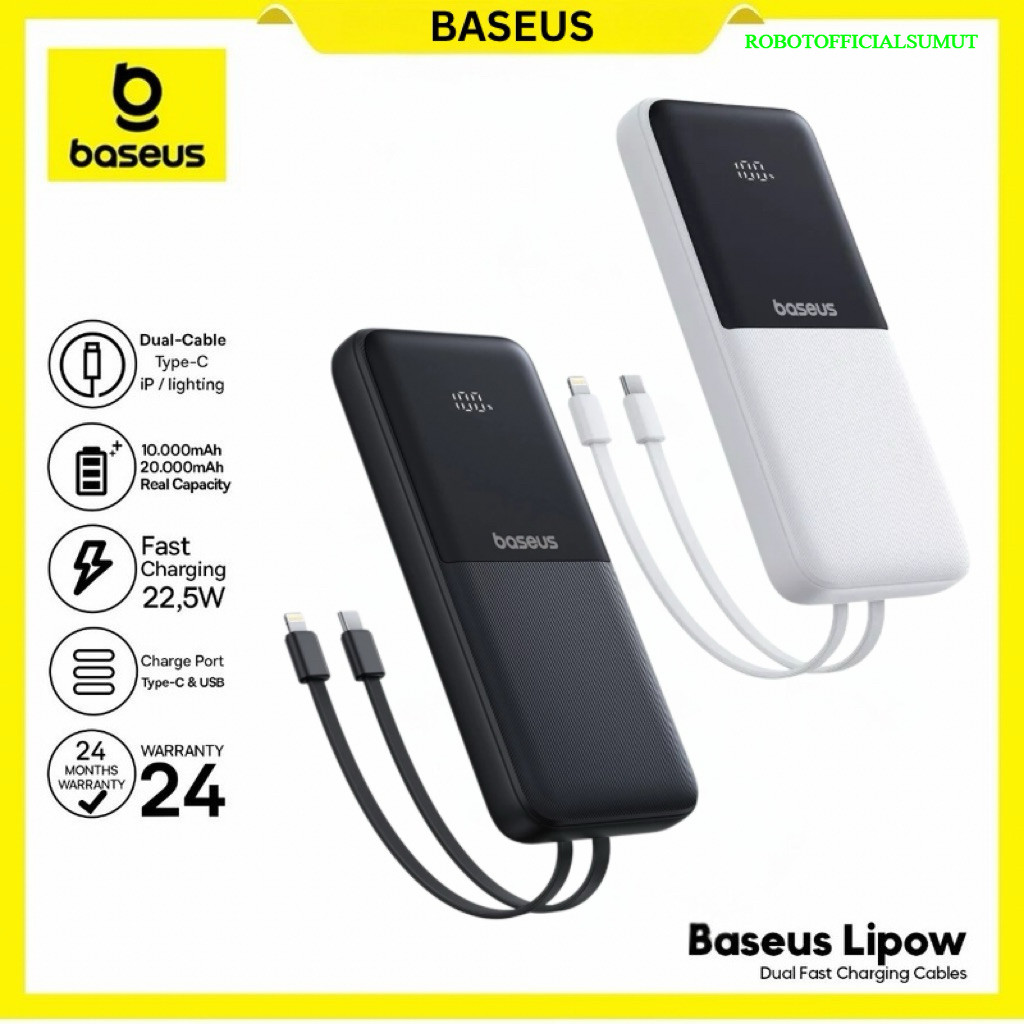 Jual BASEUS LIPOW Powerbank 10000mAh Fast Charging 22.5W Built-in Type ...