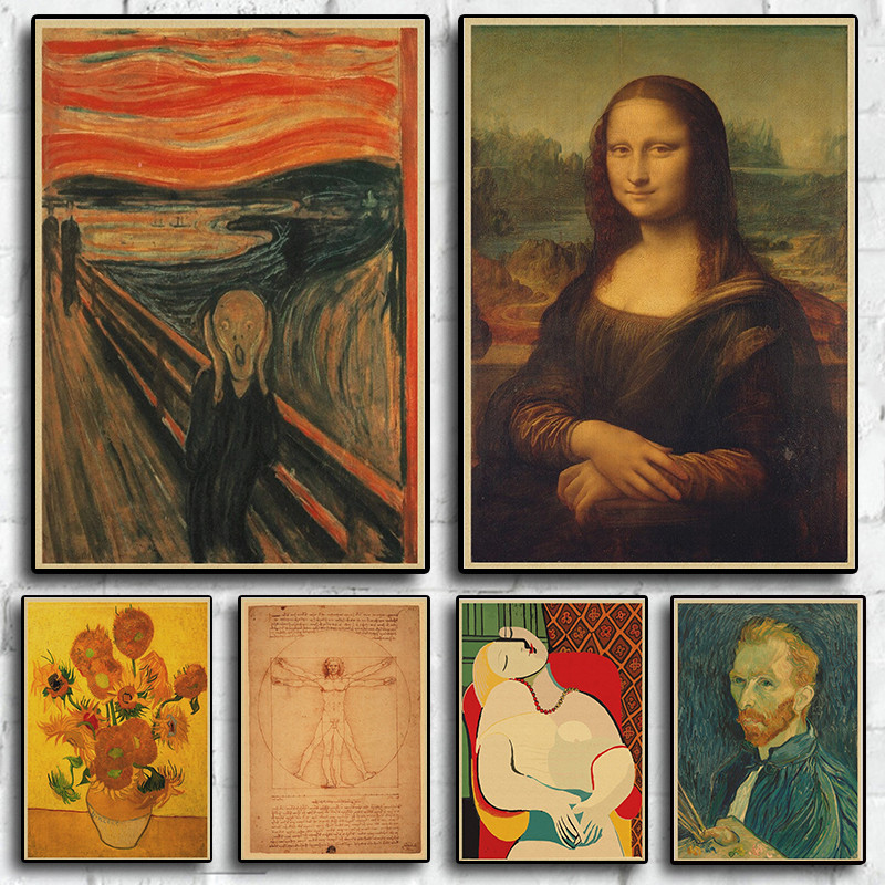 Jual Leonardo Da Vinci Vincent Willem van Gogh Canvas Poster Aesthetics ...