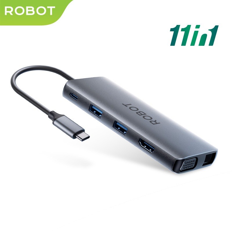 Jual ROBOT Adapter Hub 11in1 Aluminium HDMI Projector PD Charging USB30 ...