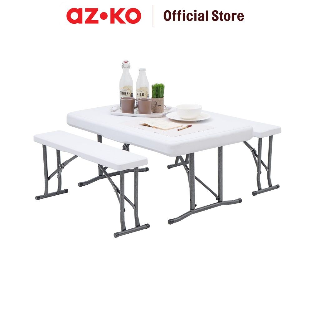 Jual AZKO Krisbow Set Meja & Bangku Bench Lipat - Putih Kursi Dan Meja ...