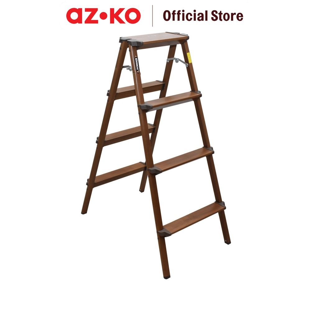Jual AZKO Krisbow Tangga Aluminium 4 Step Motif Kayu Teak Multifunction ...