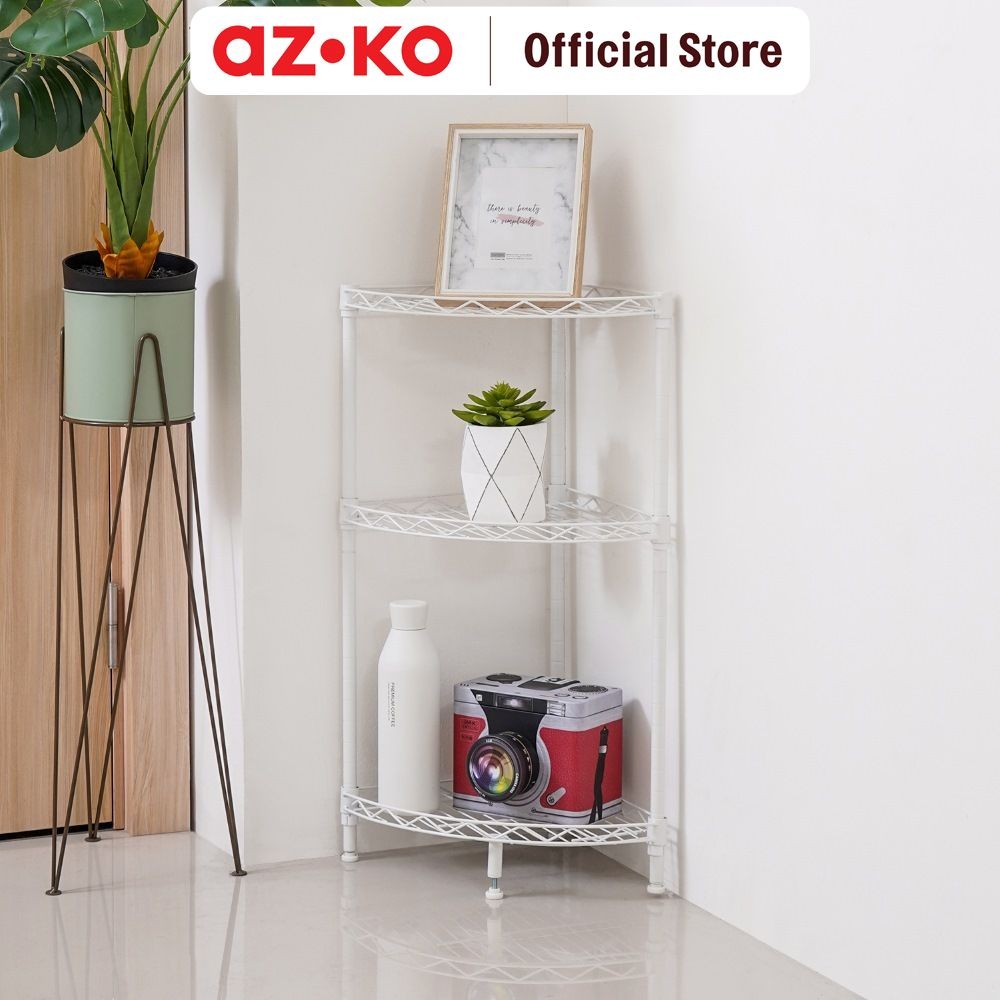 Jual AZKO Stora Rak Besi Sudut 3 Tingkat - Putih Storage Rack Metal ...