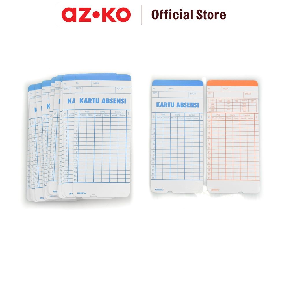 Jual AZKO Set Kartu Absensi 100 Pcs Absensi Karyawan Mesin Absensi Time ...