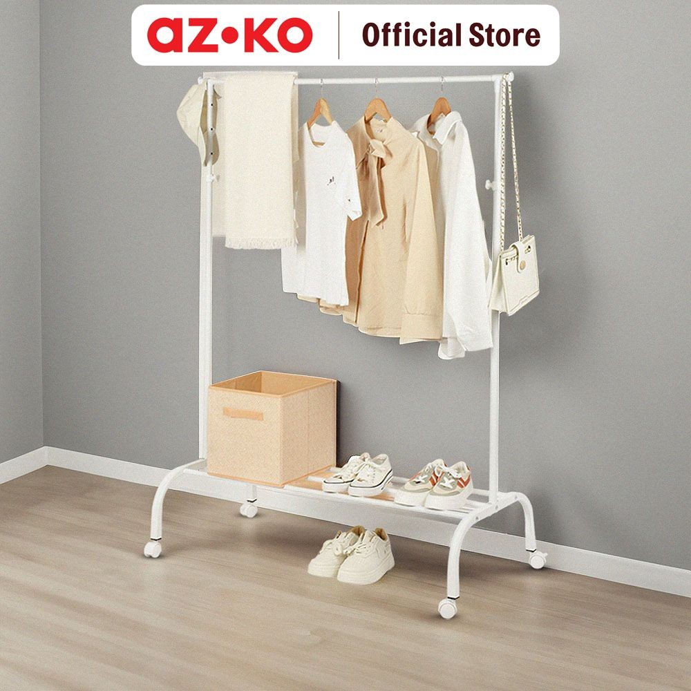 Jual AZKO Stora Gantungan Pakaian Single - Putih Stand Hanger Gantungan ...