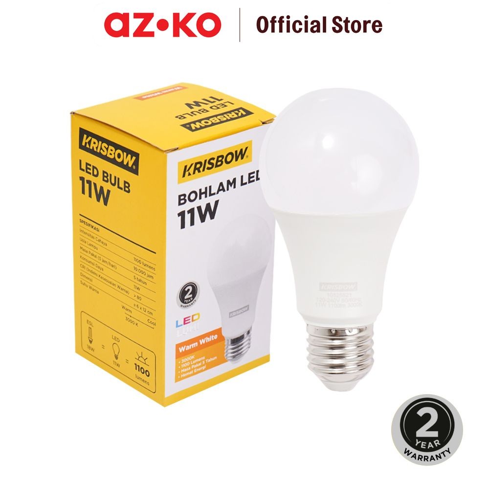 Jual AZKO Krisbow Lumi Bohlam Led 11 watt Warm White - Kuning Bulb ...