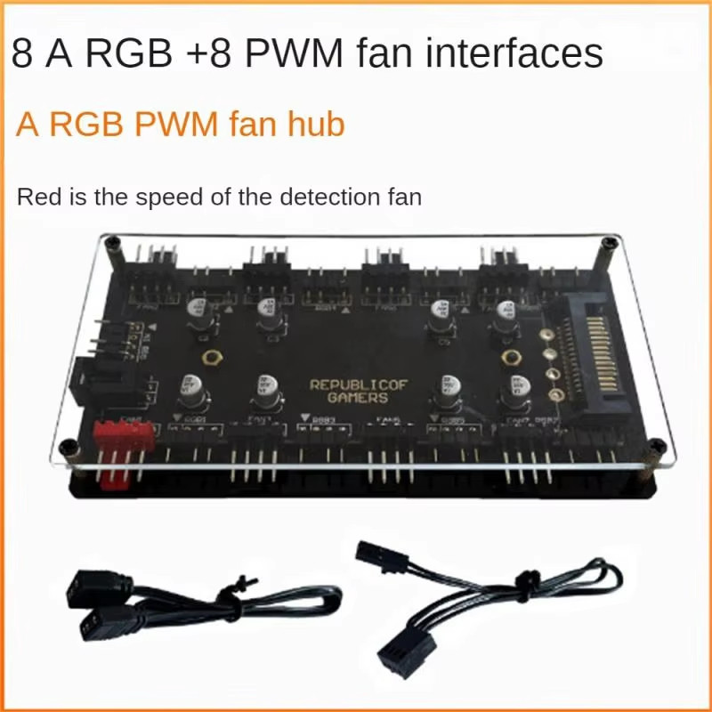 Jual ARGB PWM fan Hub 5V ARGB PWM 8-Port SATA 8 ARGB 8 PWM fan ...