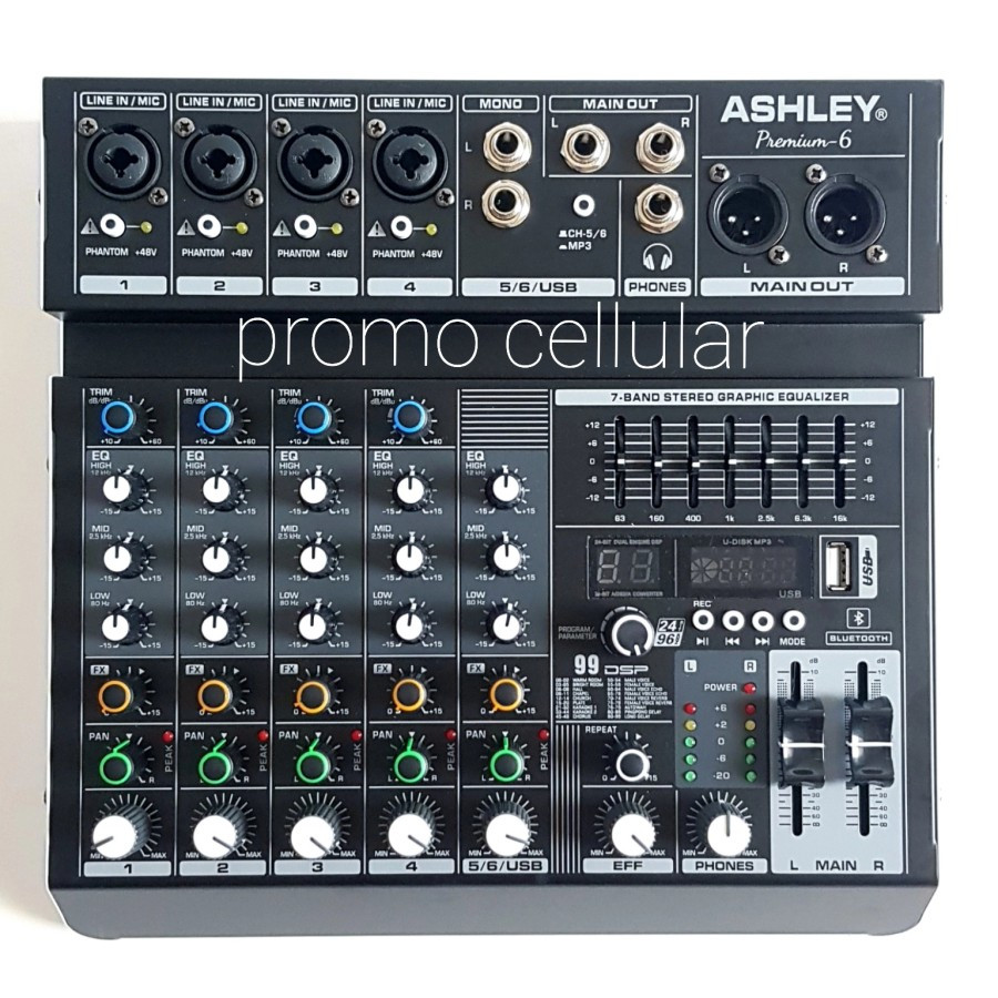 Jual Mixer Ashley Premium 6 Original 6 Channel 6CH MP3 USB Bluetooth | Shopee Indonesia