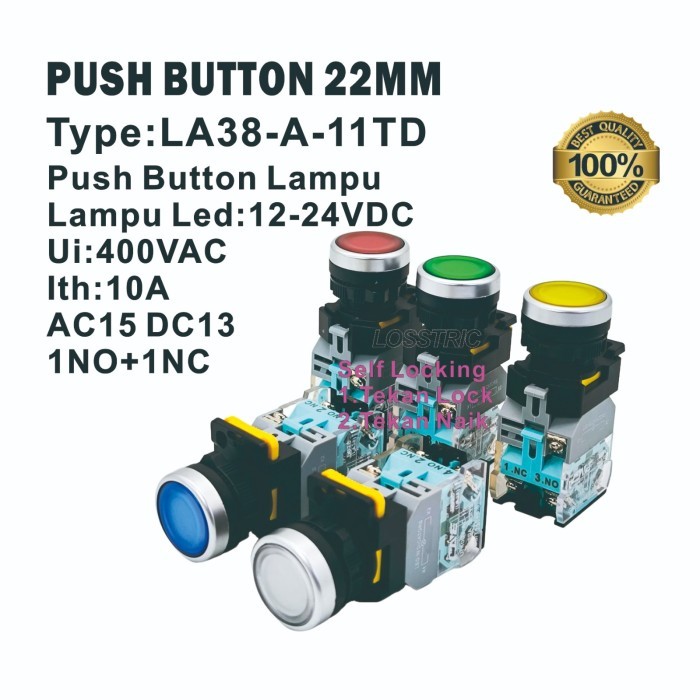 Jual Push Button Lampu LED 12-24VDC SELF LOCKING 22MM | Shopee Indonesia