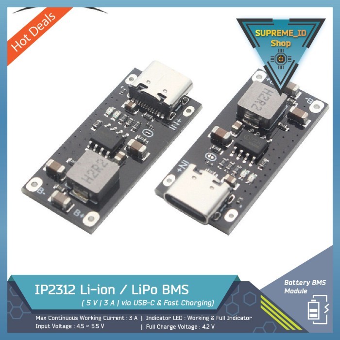 Jual HD88 IP2312 3.7V Li-ion LiPo BMS 18650 TP4056 Quick Fast Charger 3A USB-C - 4.35V | Shopee ...