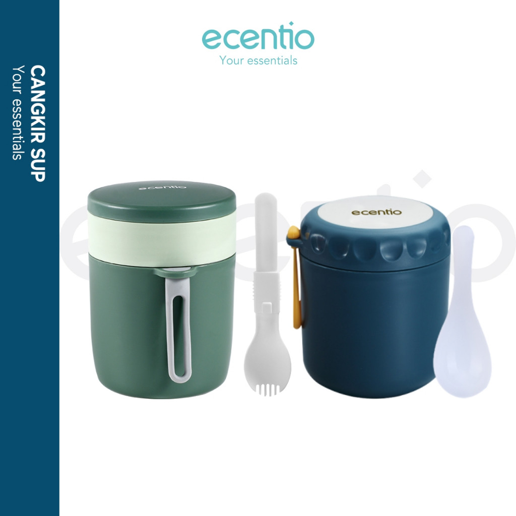 Jual ecentio 450ml/400ml Mangkok sup Free Sendok Cangkir sup Anti ...