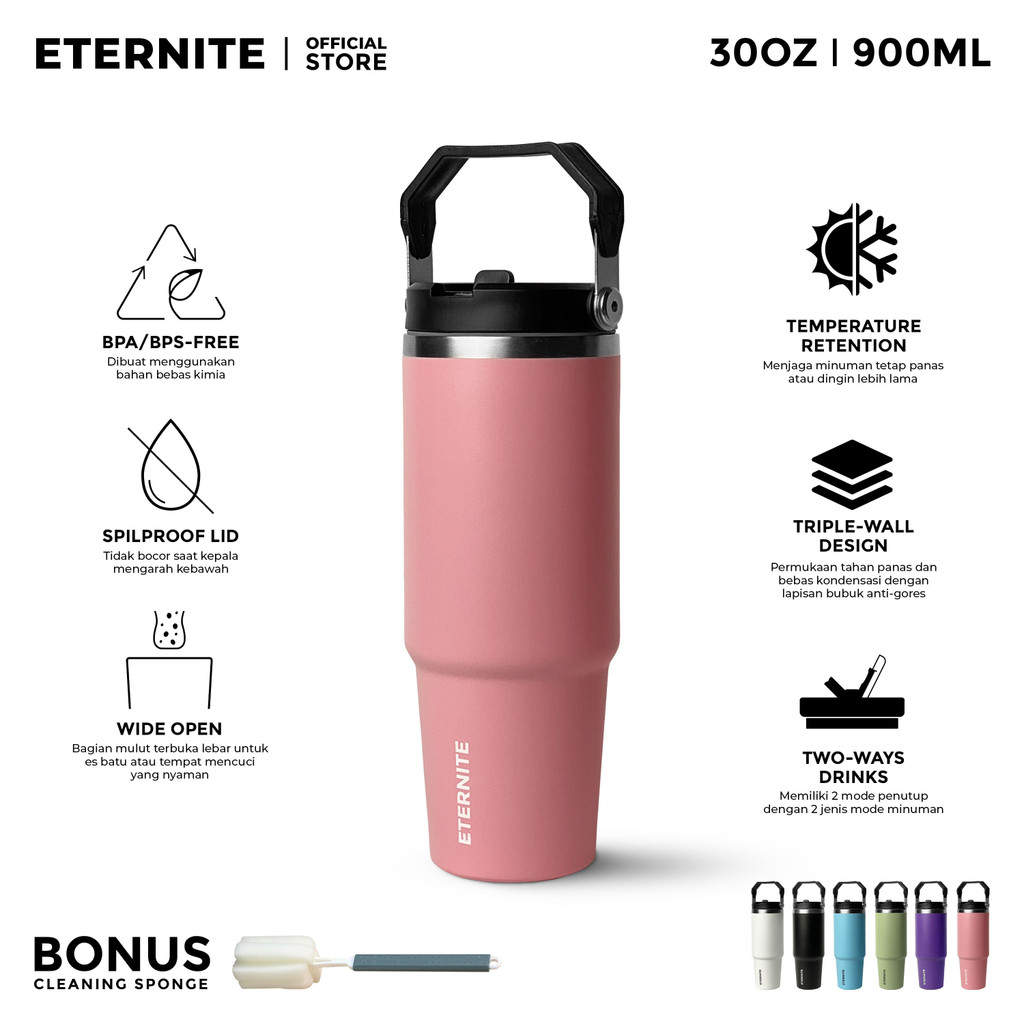 Jual ETERNITE Cold Cup 30oz [30hours Cold | 6hours Hot] Insulated Water Bottle with Stainless ...