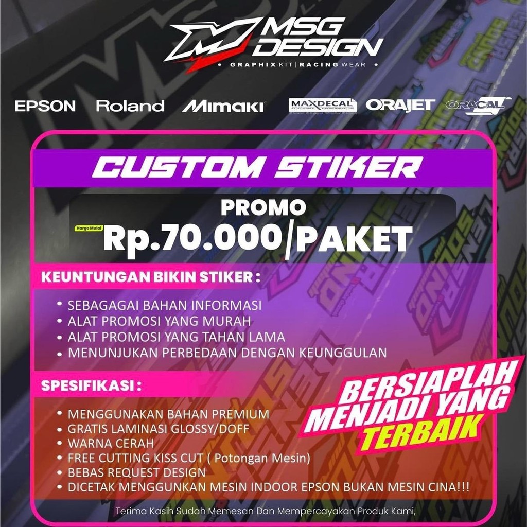 Jual Custom Sticker Print Cut Free Desain | Shopee Indonesia