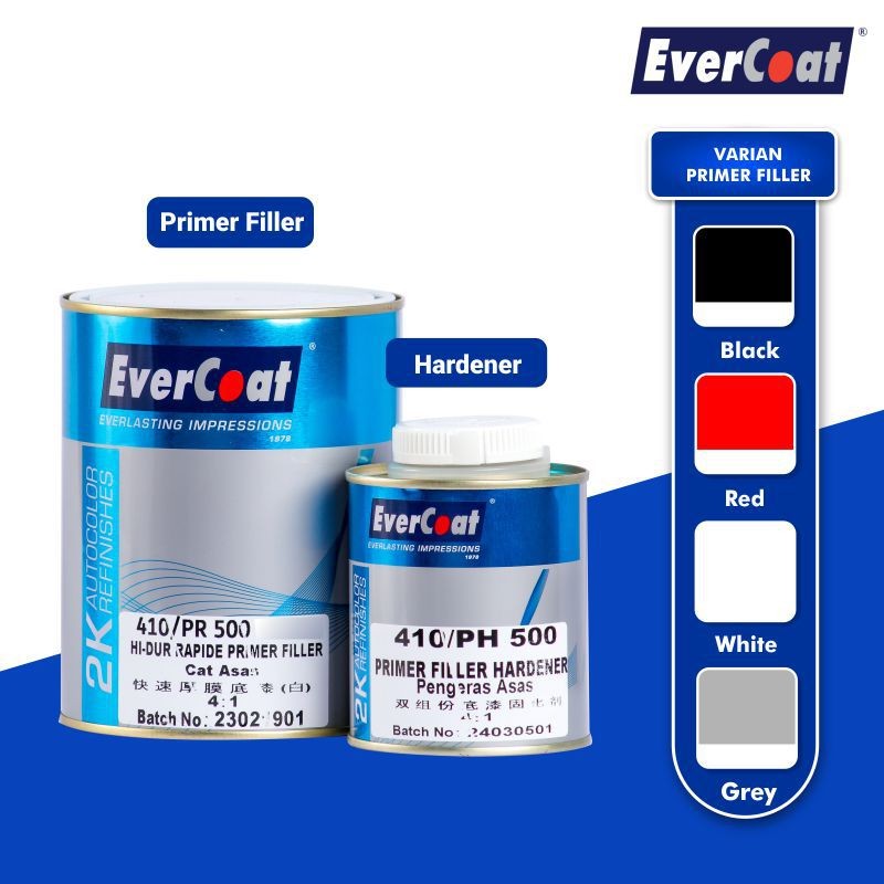 Jual Set 2K Hi-Dur Rapid Primer Filler White Black Grey Red + Hardener ...