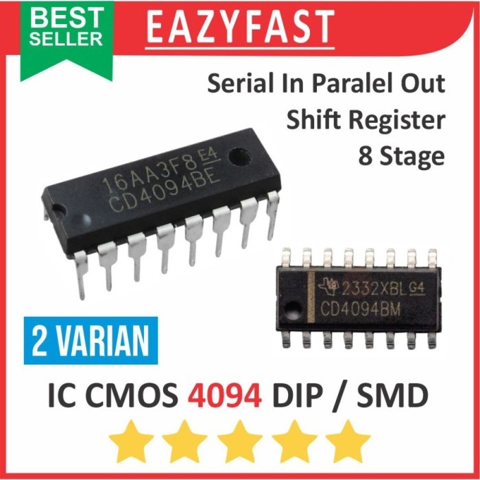 Jual IC CMOS CD 4094 BE DIP SMD Shift Register 8 Bit Stage Serial to ...