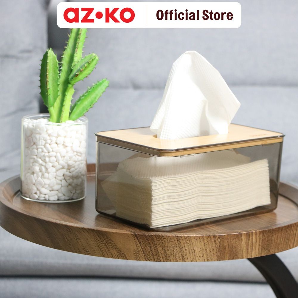 Jual AZKO Stora Kotak Tisu Dengan Tutup Bambu Tissue Box Holder Kotak ...