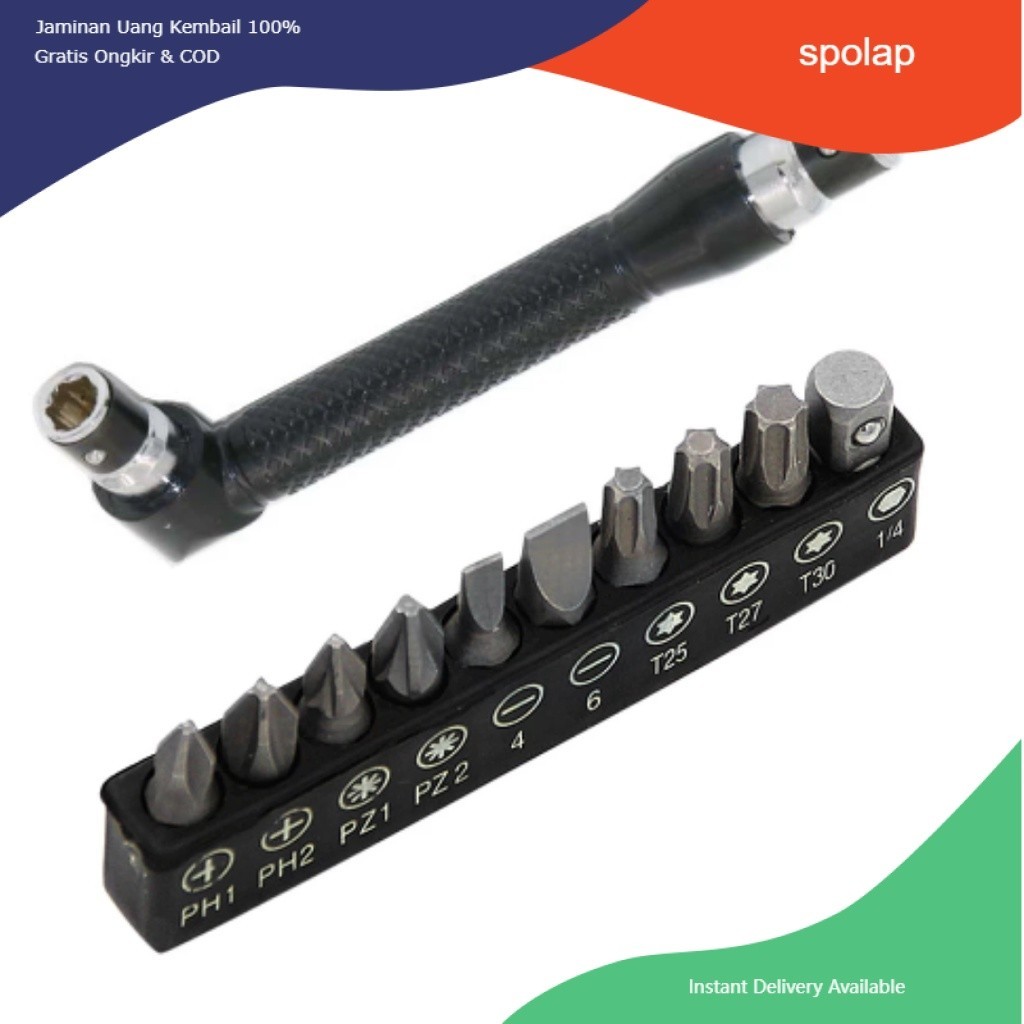 Jual SOCKET OBENG 1/4 INCH + OBENG MAGNETIC 10IN1 MODEL L | Shopee ...