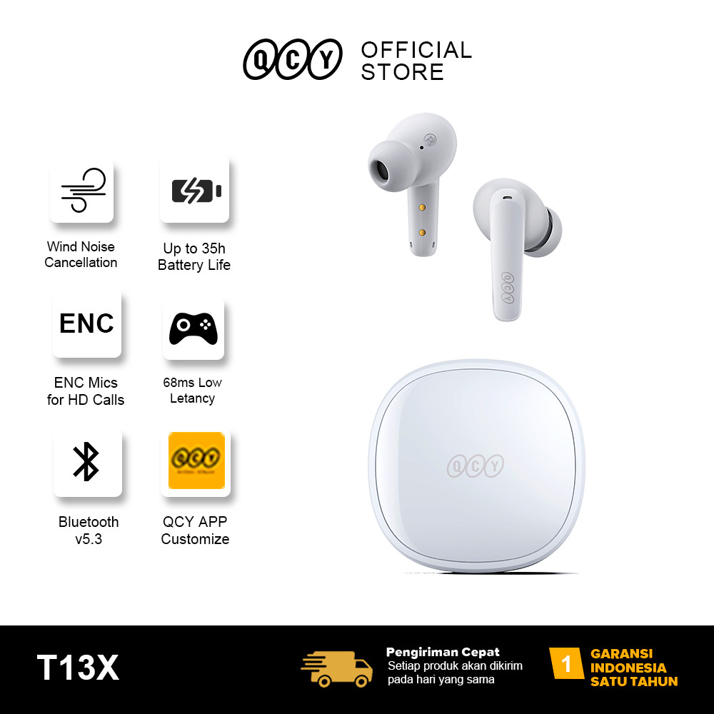 Jual QCY TWS Earphone Earbuds T13X ENC Bluetooth V5.3 400mah | Shopee Indonesia