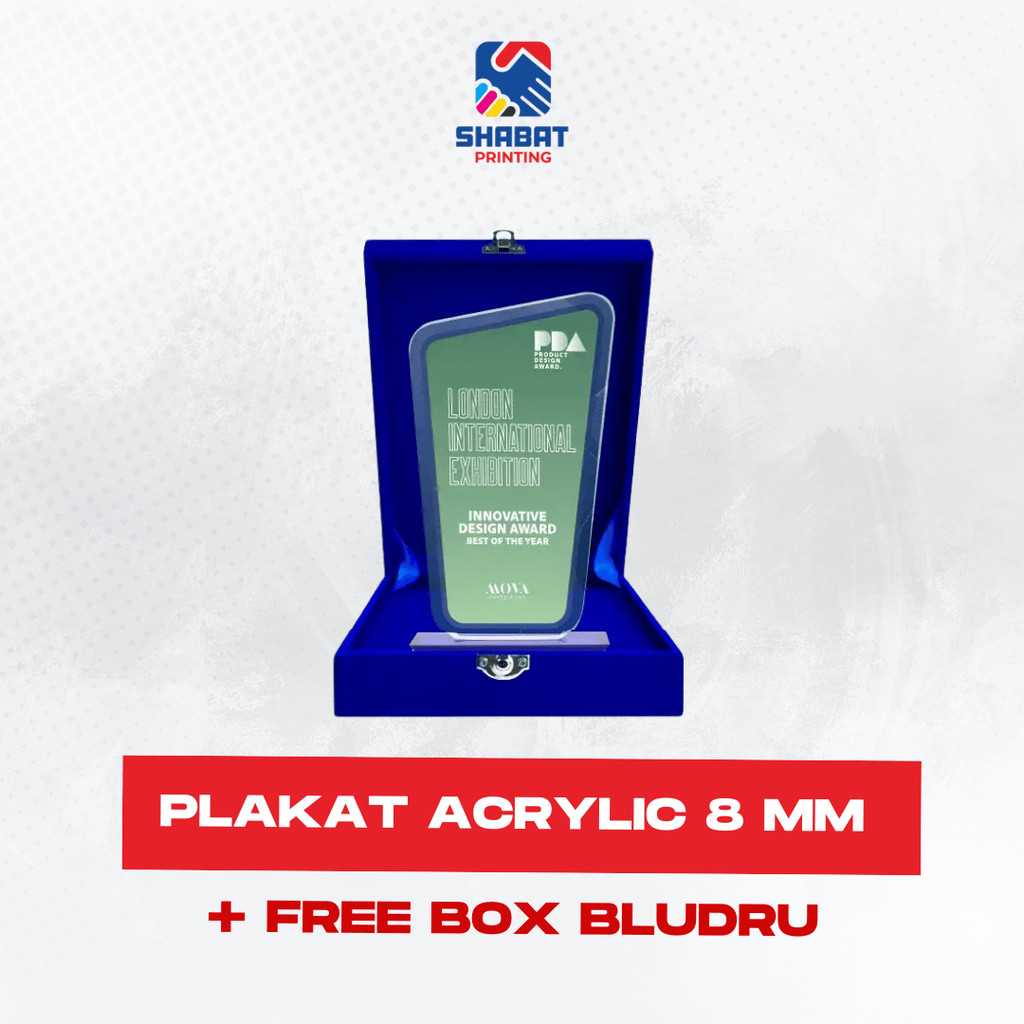 Jual Plakat Acrylic Custom 8 mm + Box Bludru /Piagam Penghargaan ...