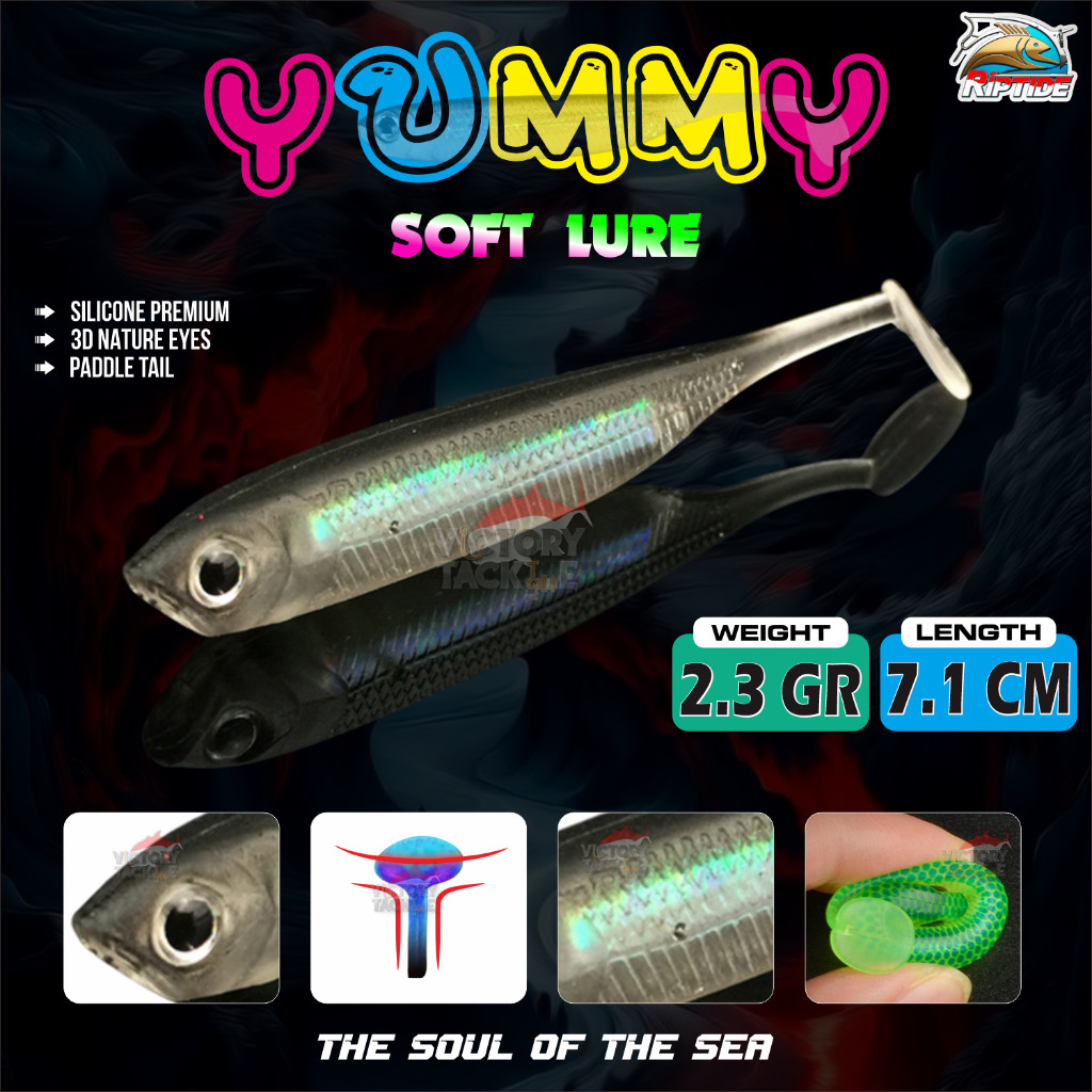 Jual Umpan Pancing Soft Lure Paddle Tail Riptide Yummy Berat 2.3 Gr ...