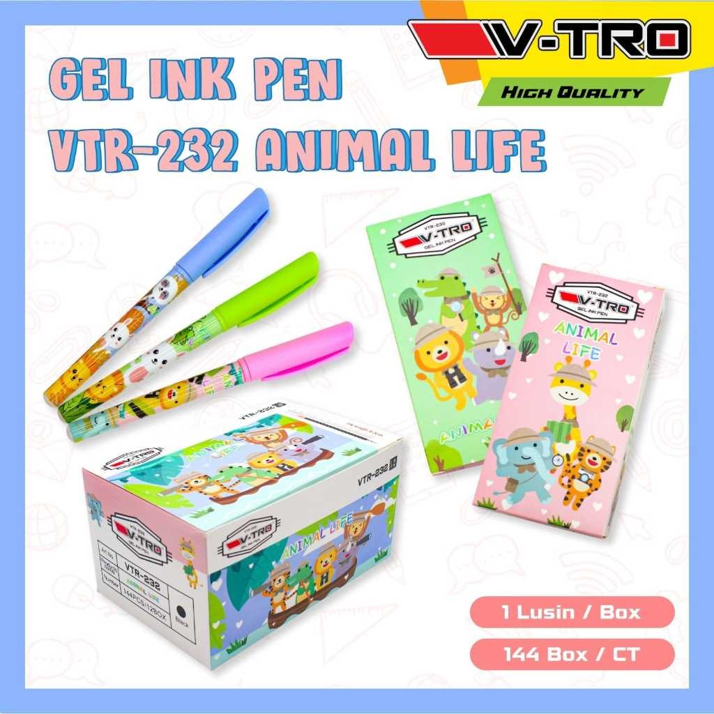 Jual Pulpen Gel 0.5mm VTR-232 Animal Life (12pc) | Shopee Indonesia