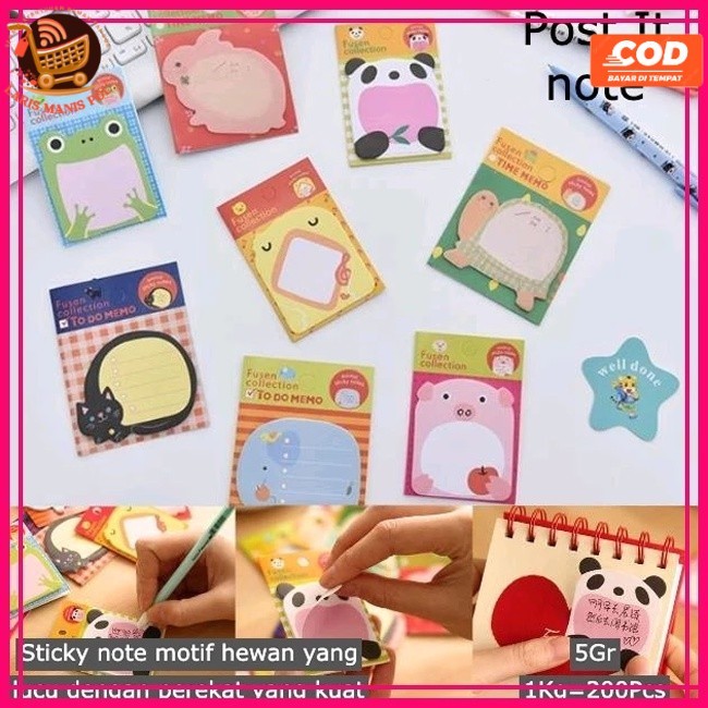 Jual LMP Post it note Sticky note motif binatang lucu isi 20 Lembar ...