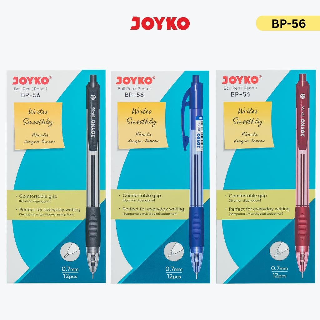 Jual JOYKO Ball Pen Pulpen 1 Pack BP-56 0.7mm Isi 12 Pcs | Shopee Indonesia