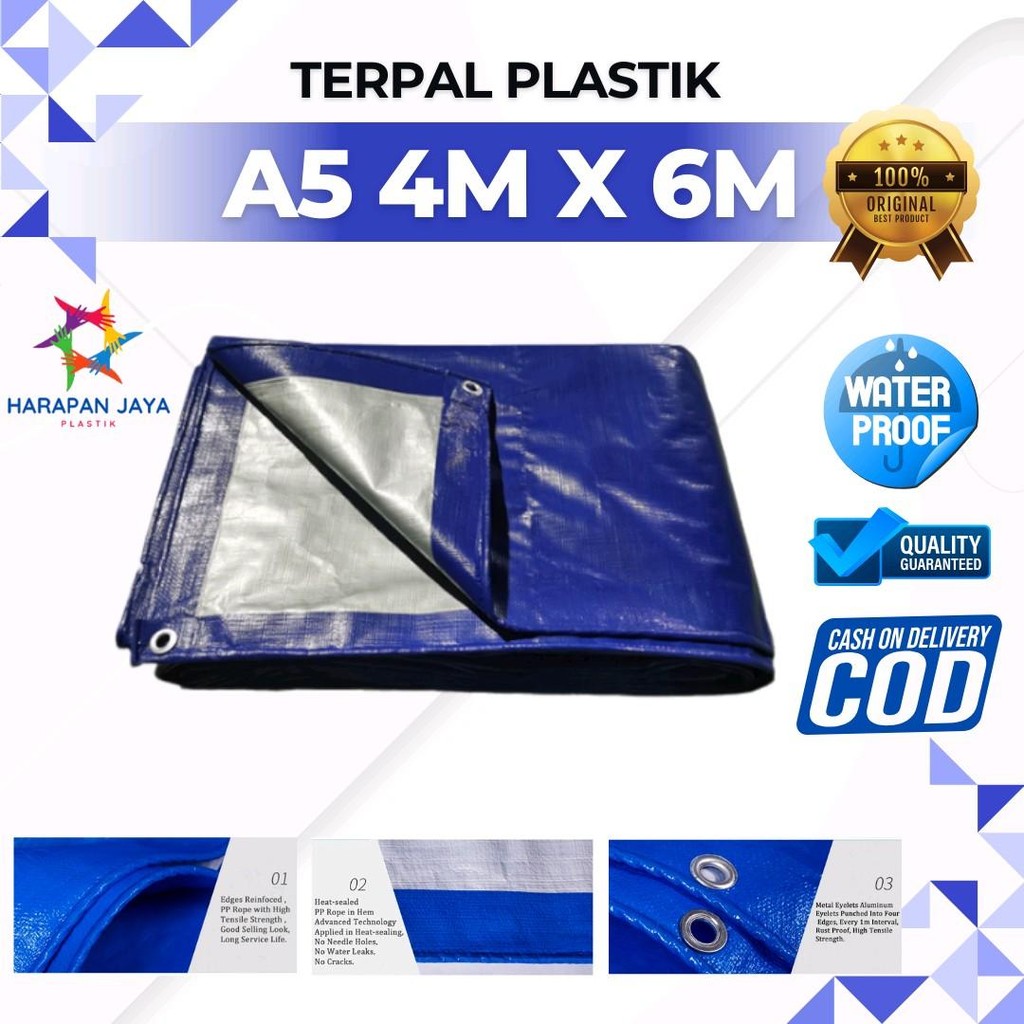 Jual Terpal A5 4x6 Biru Silver | Terpal Tenda warung | Terpal Truck ...