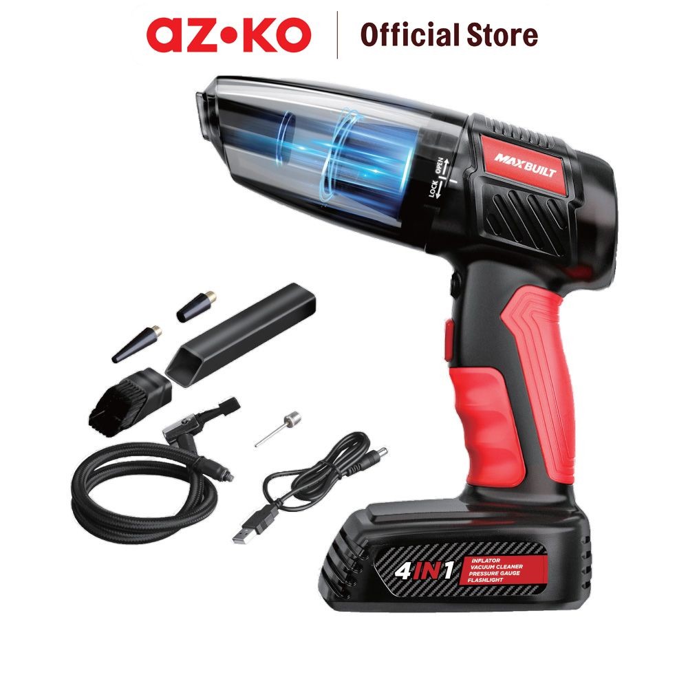 Jual AZKO Maxbuilt Penghisap Debu Mobil 4 In 1 Cordless - Hitam/Merah ...