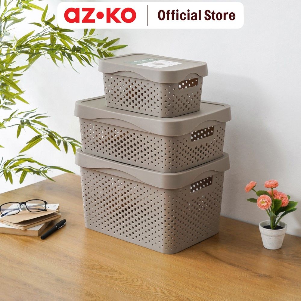 Jual AZKO Stora Keranjang Penyimpanan Dengan Tutup Handle Storage ...