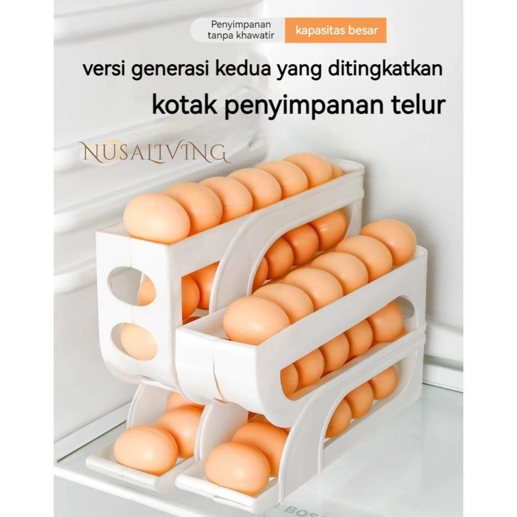 Jual NusaLiving Rak Tempat Telur Ayam Kulkas 4 Tingkat Bergulir ...