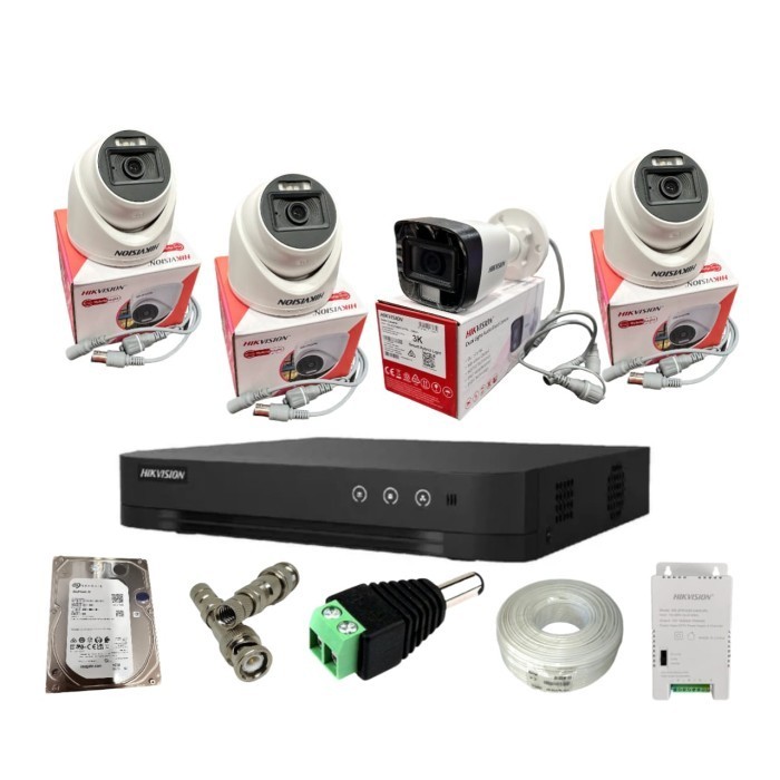 Jual PAKET CCTV HIKVISION 4 Camera 2MP DVR 4CH HDD 1TB LENGKAP SIAP ...