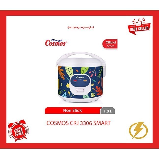 Jual MAGIC COM 3IN 1 COSMOS 1.8 LITER 400 WATT CRJ - 3306 SMART | Shopee Indonesia
