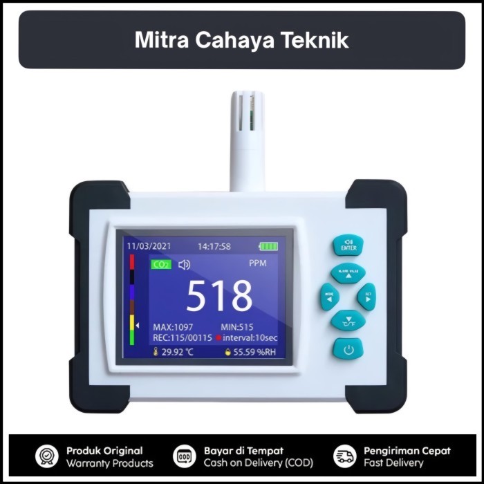 Jual NDIR Air Quality Monitor Data Logger CO2 Carbon Dioxide TVOC HCHO PM2.5 PM10 PM1 7in1 ...