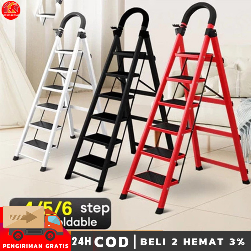 Jual Tangga Rumah / Tangga Lipat / 4/5/6 Step Tangga Lipat Multifungsi / Lipat Tangga Besi ...