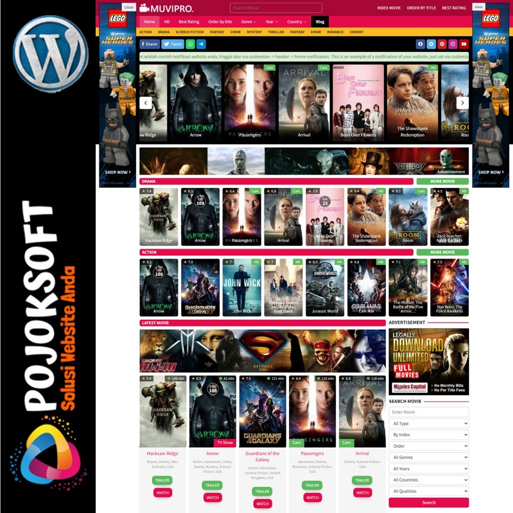Jual MUVIPRO WORDPRESS THEME MIRIP LAYARKACA21 LK21 (Lifetime License ...