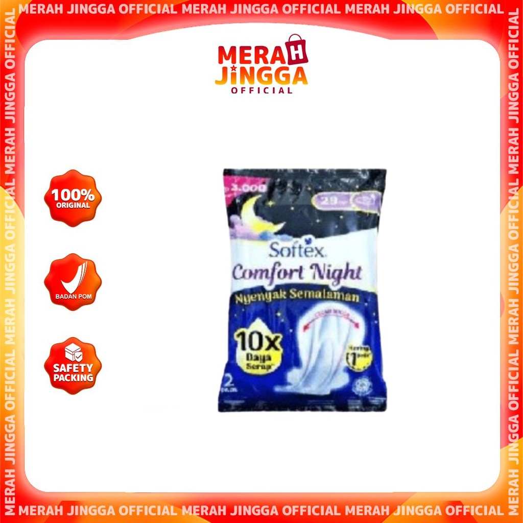 Jual Softex Comfort Night Pembalut Malam Sachet Isi 2 Pads Wing | Merah ...