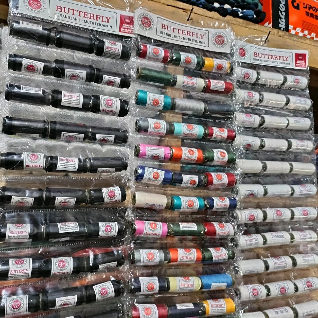 Jual Benang Jahit Kain 1 Renteng Isi 36 Pcs Benang Jahit Butterfly ...
