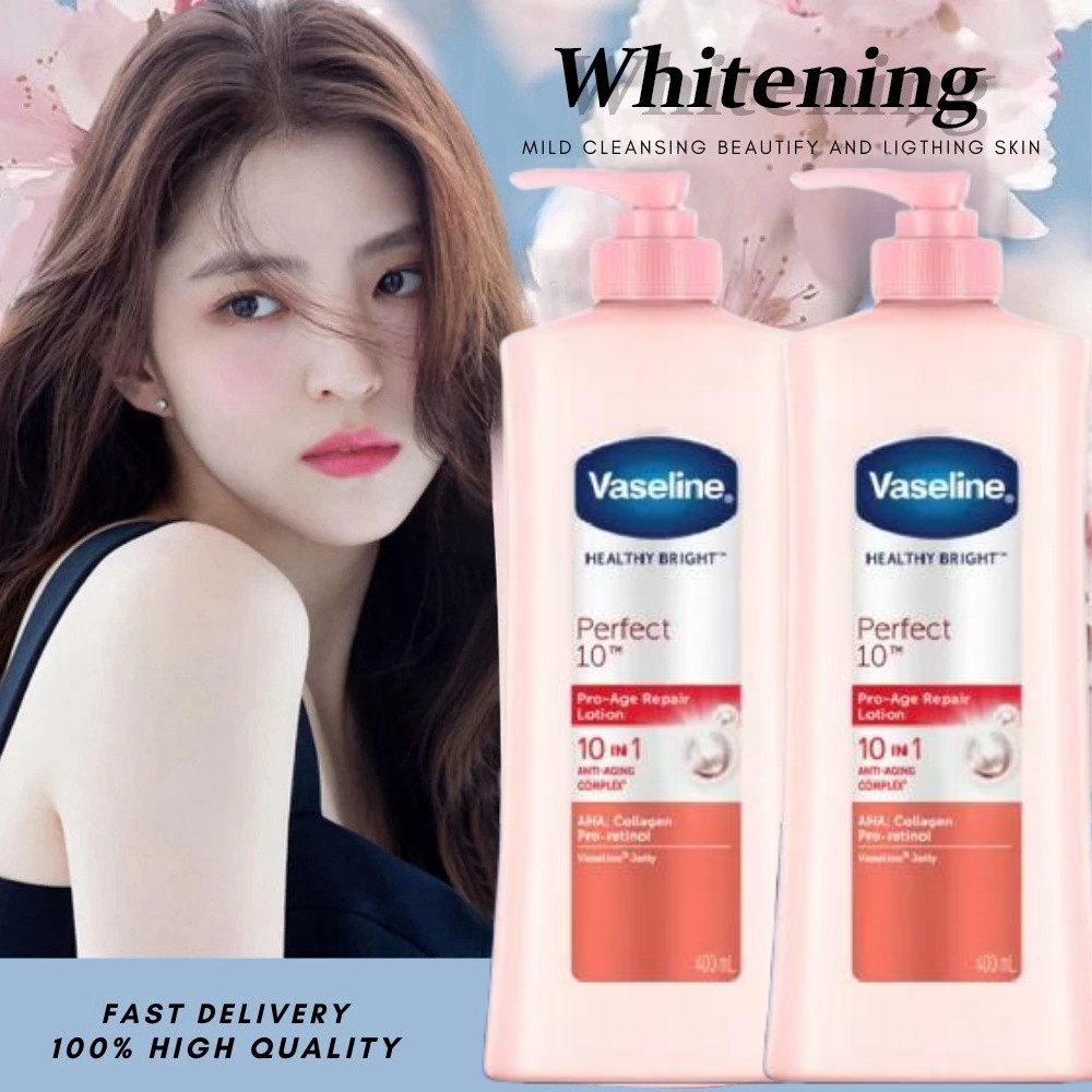 Jual Vaseline Lotion Healthy Bright Perfect 10-- 400ml | Shopee Indonesia