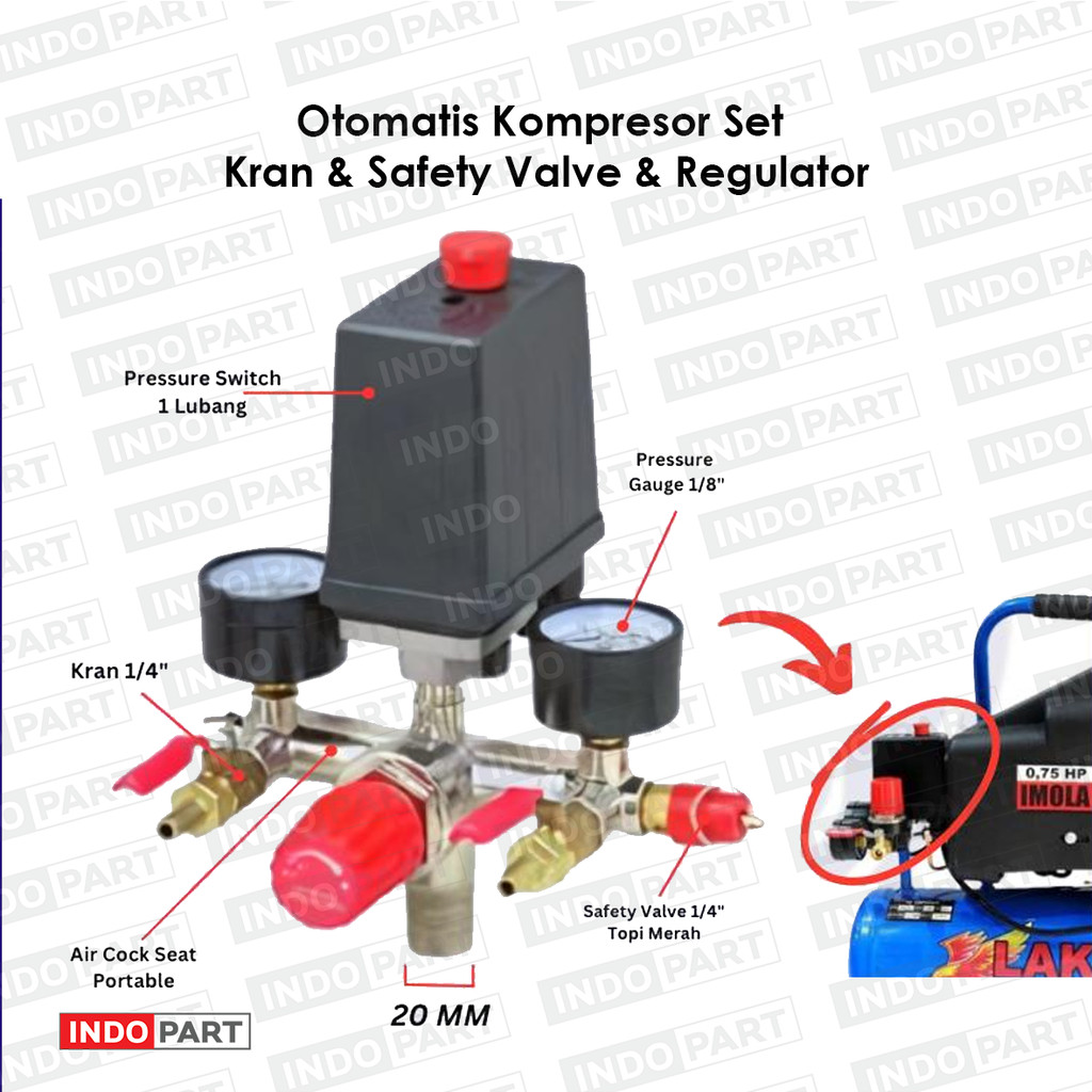 Jual Pressure Switch Otomatis Set Komplit Kran, Safety Valve, Regulator ...